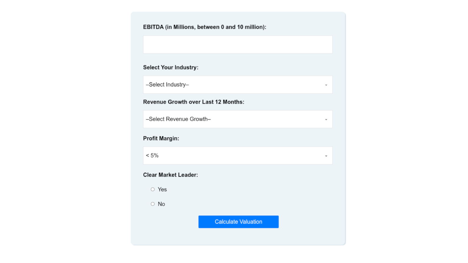 Business Valuation Calculator – First Page Sage